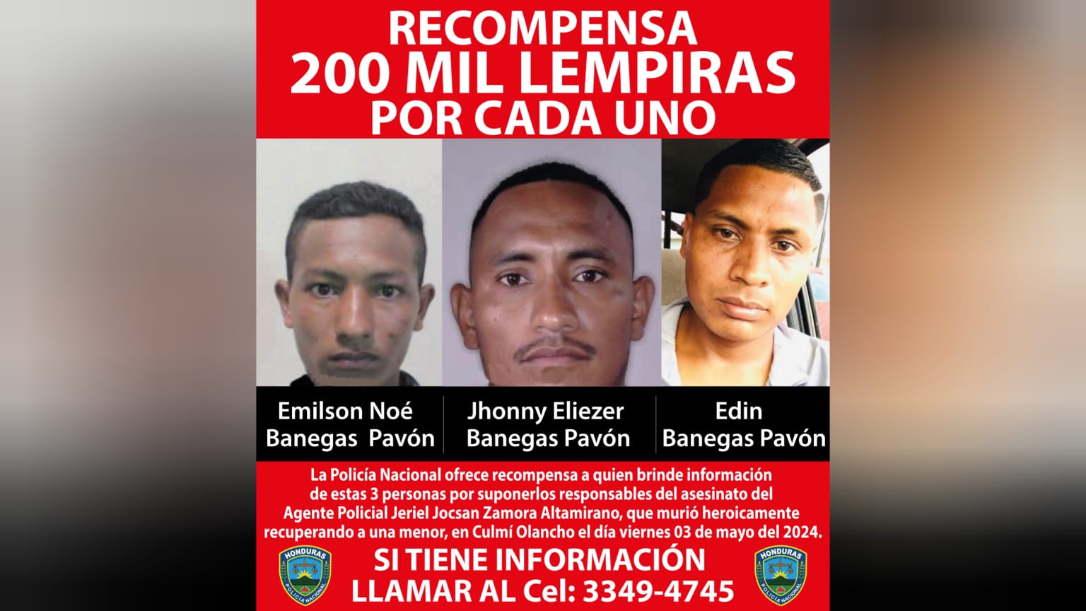 Policía Ofrece Recompensa De 200 Mil Lempiras Por Información Sobre